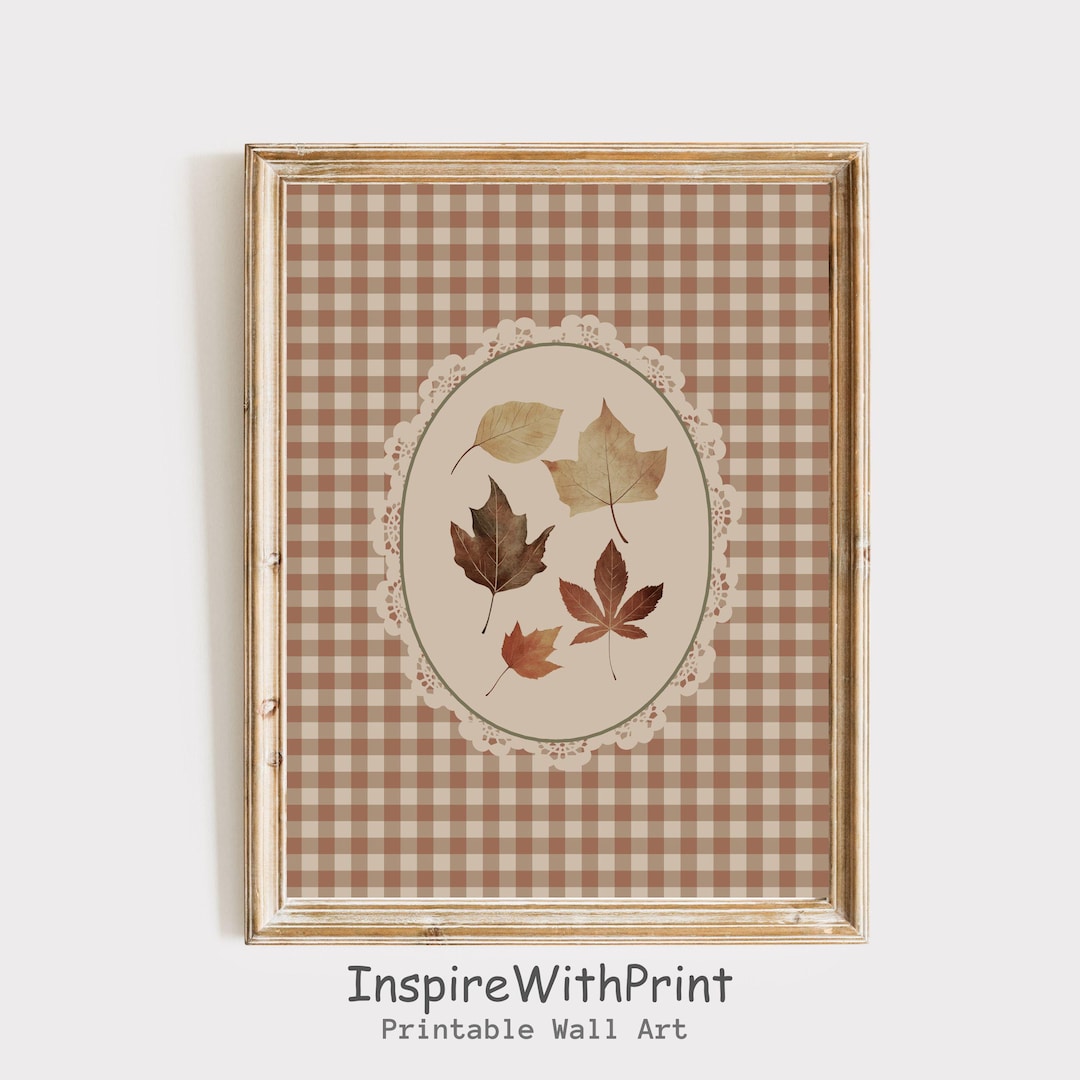 Vintage Fall Botanical Print, Autumn Cottagecore Leaves Art Printable ...
