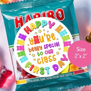 Printable Preschool Gummy Bear Tag, First Day of School Tag ...