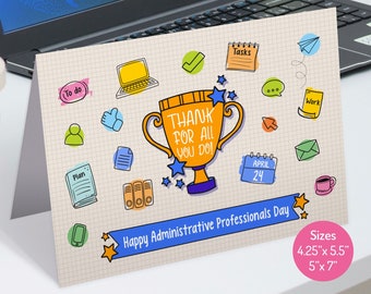 Cute Administrative Professionals Day Card Coworker Thank You Card ...