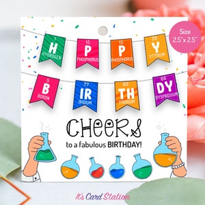 Printable Happy Birthday Gift Tag, Periodic Table Elements Science ...
