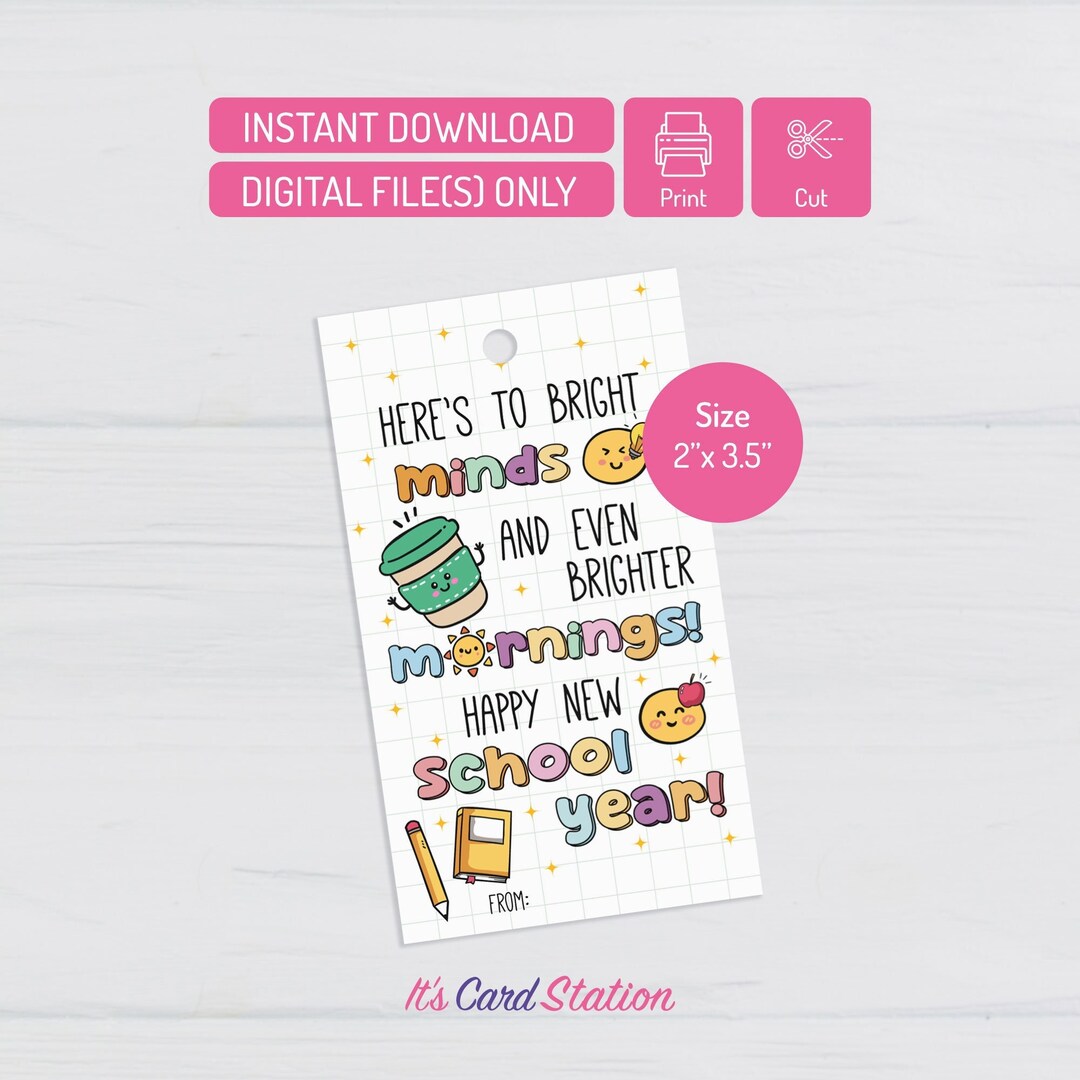 Printable Teacher Coffee Gift Tag: Back to School Latte Favor (digital ...