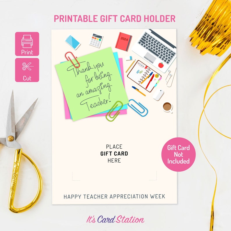 Teacher Appreciation Week Printable Gift Card Holder With Thank You ...