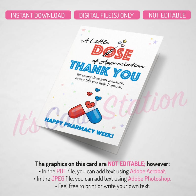 Pharmacy Week Card – A Little Dose of Appreciation Thank You Greeting ...