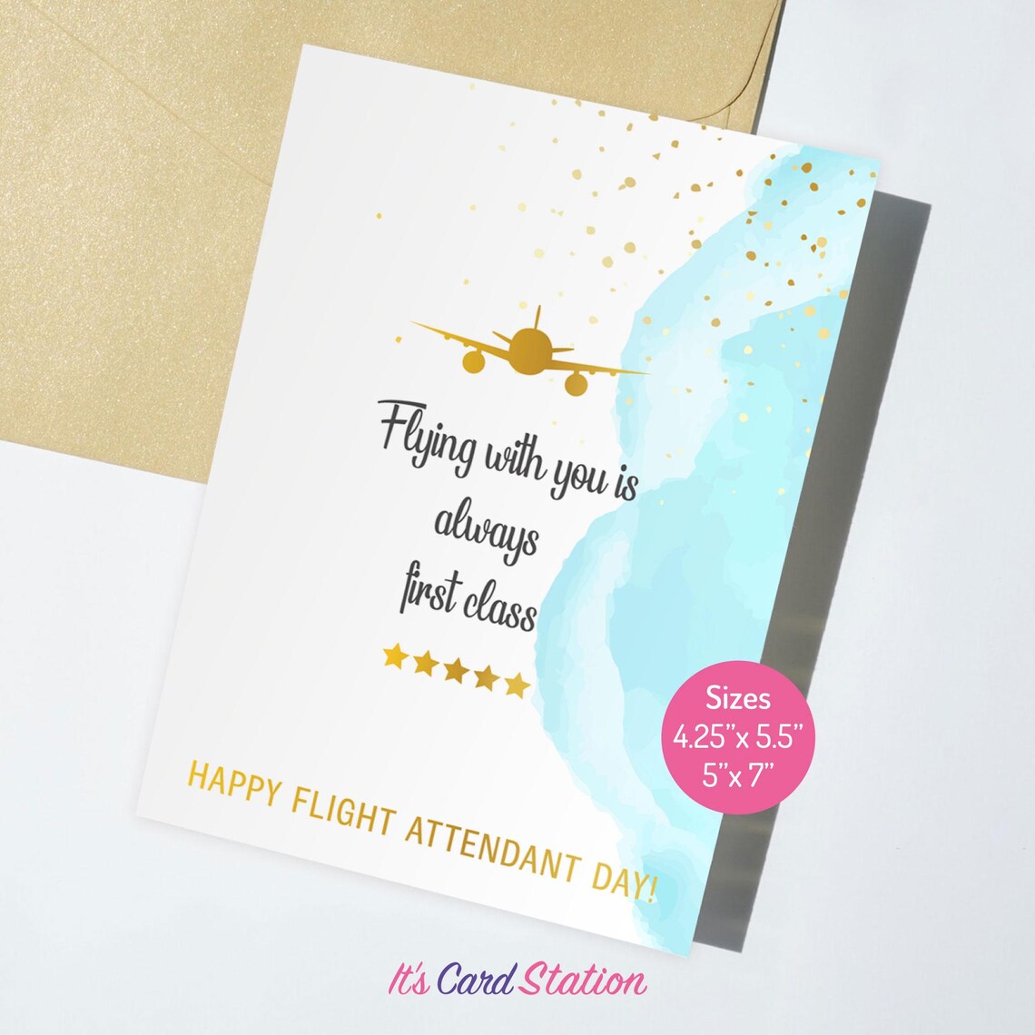 Flight Attendant Appreciation Card: Watercolor Design (digital Download ...