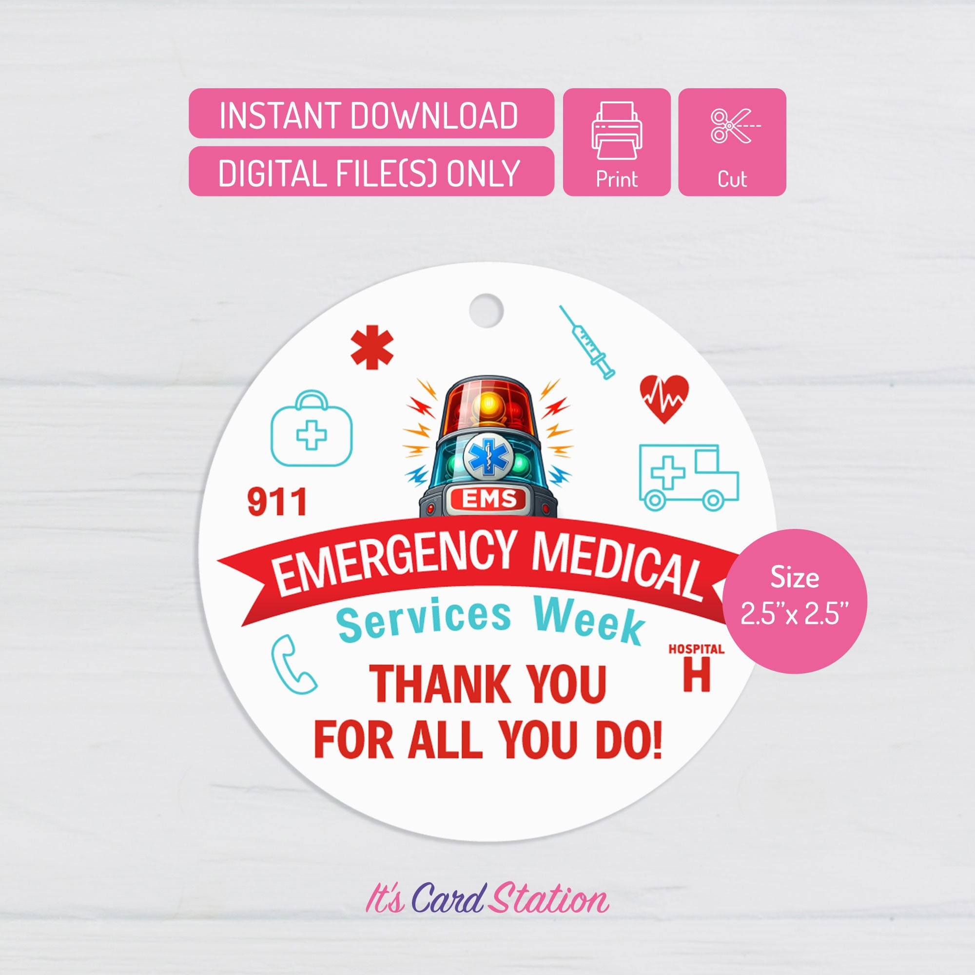 Emergency Medical Services Week Gift Tag - Printable EMS Thank You Gift ...