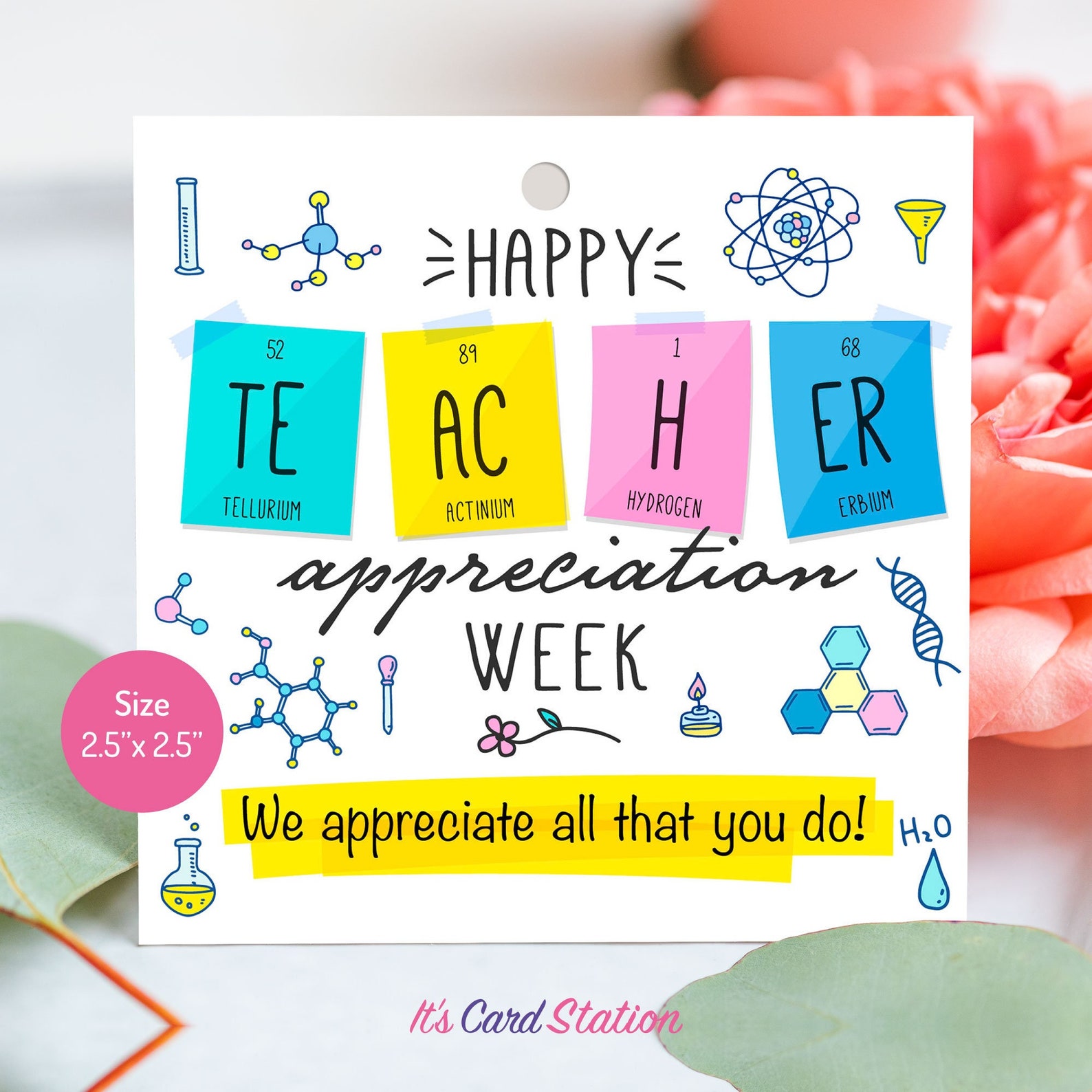 Science Teacher Appreciation Gift Tags: Printable Chemistry Stickers ...