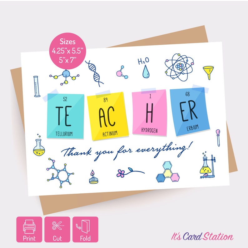 Science Teacher Appreciation Card: Periodic Table Design (digital ...