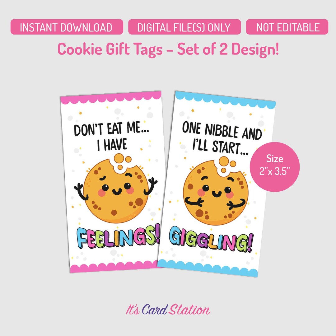 Cute Cookie Gift Tag Printable Set - Sweet Treat Tags for Teacher Gifts ...