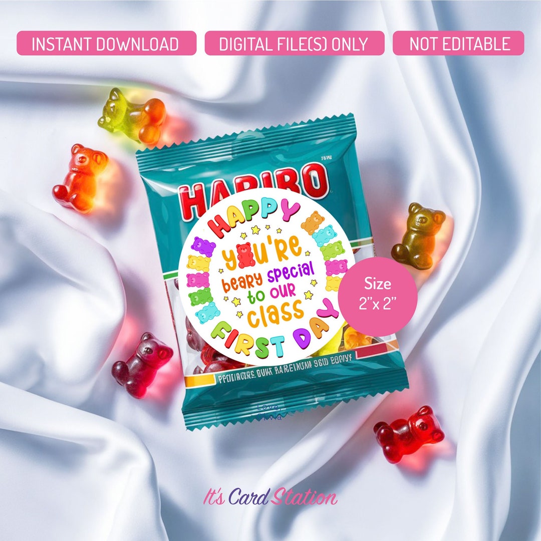 Printable Preschool Gummy Bear Tag, First Day of School Tag ...