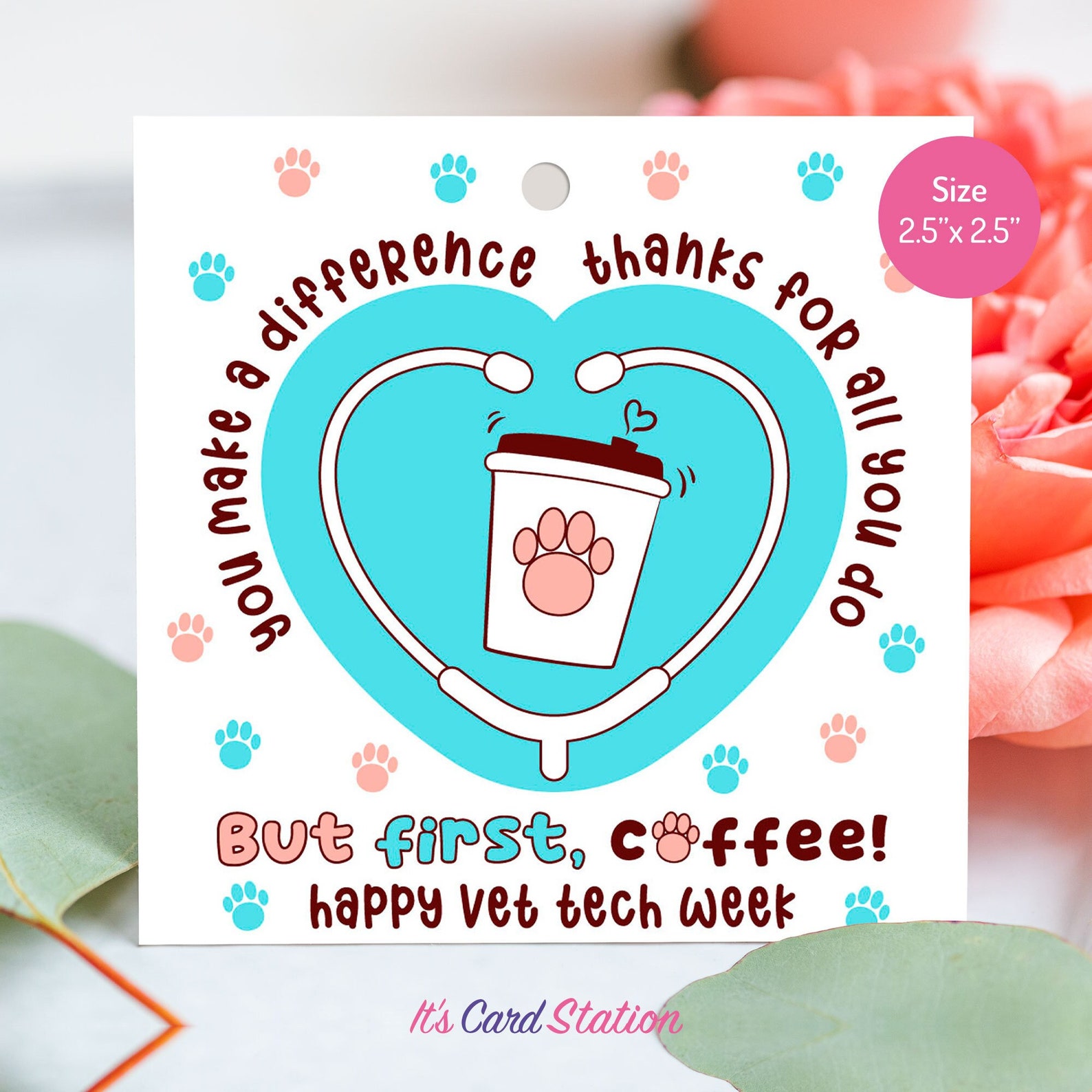 Vet Tech Week Coffee Gift Tag, Vet Tech Mug Tag, Vet Staff Thank You ...