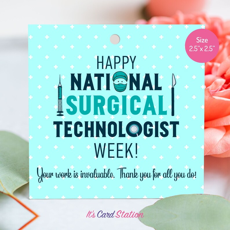 Printable Surgical Tech Gift Tags: Appreciation Thank You (digital ...