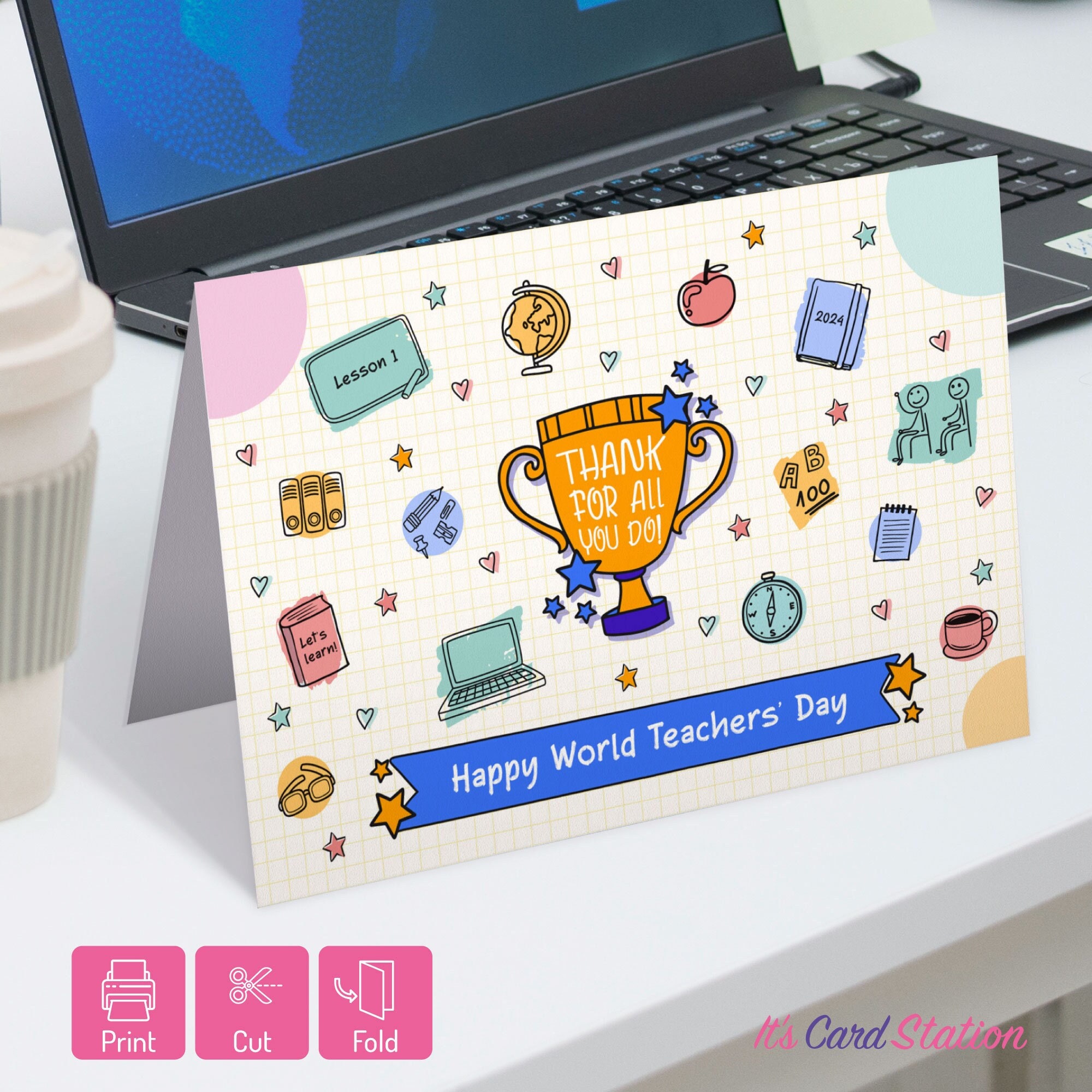 World Teachers Day Card Printable, Teacher Appreciation Thank You Card ...