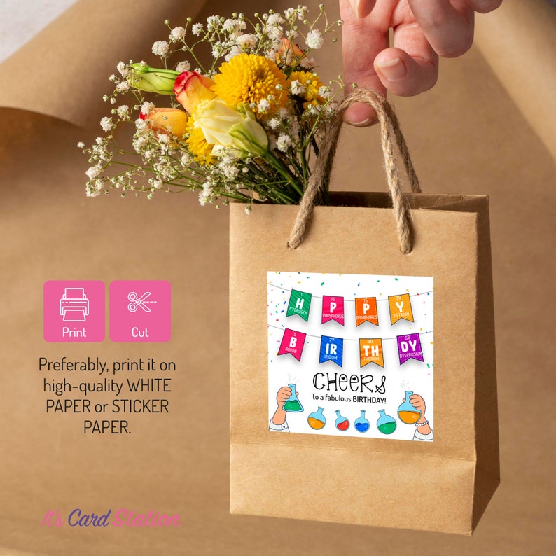 Periodic Table Happy Birthday Gift Tag, Science Teacher Gift (digital ...