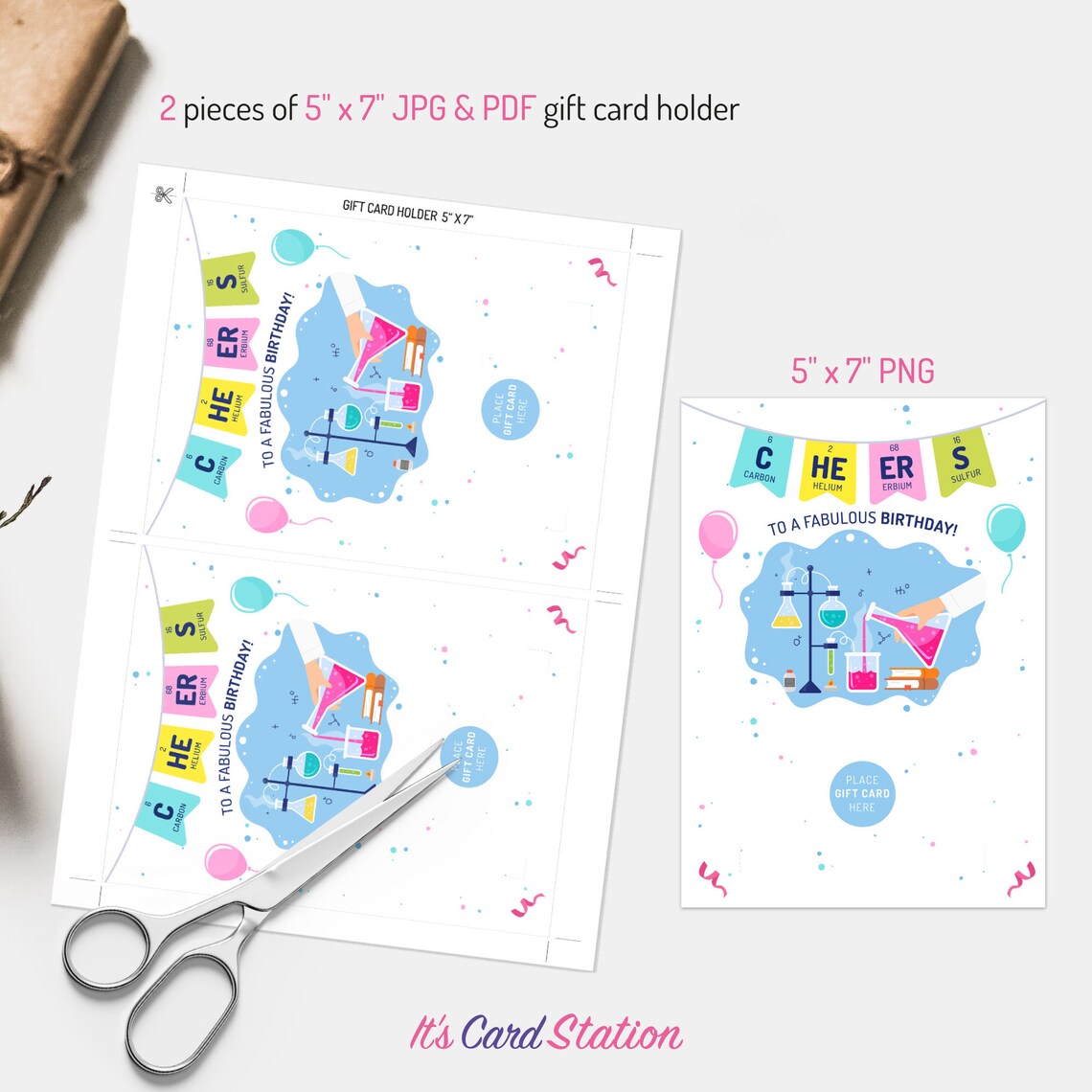 Periodic Table Birthday Gift Card Holder: Science Theme (digital ...