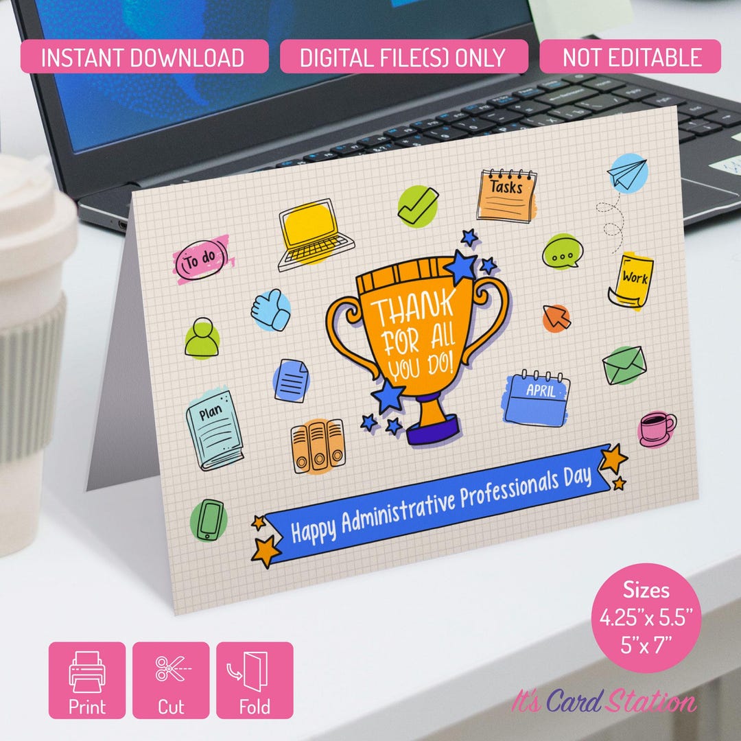 Administrative Professional Day Card Printable, Coworker Appreciation ...