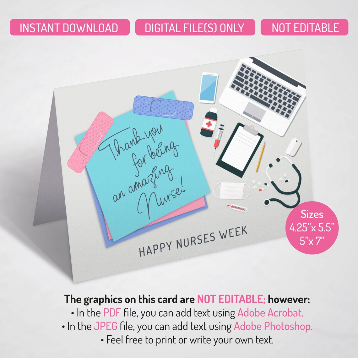 Nurse Appreciation Week Card - Printable Happy Nurses Week Card - Cute ...