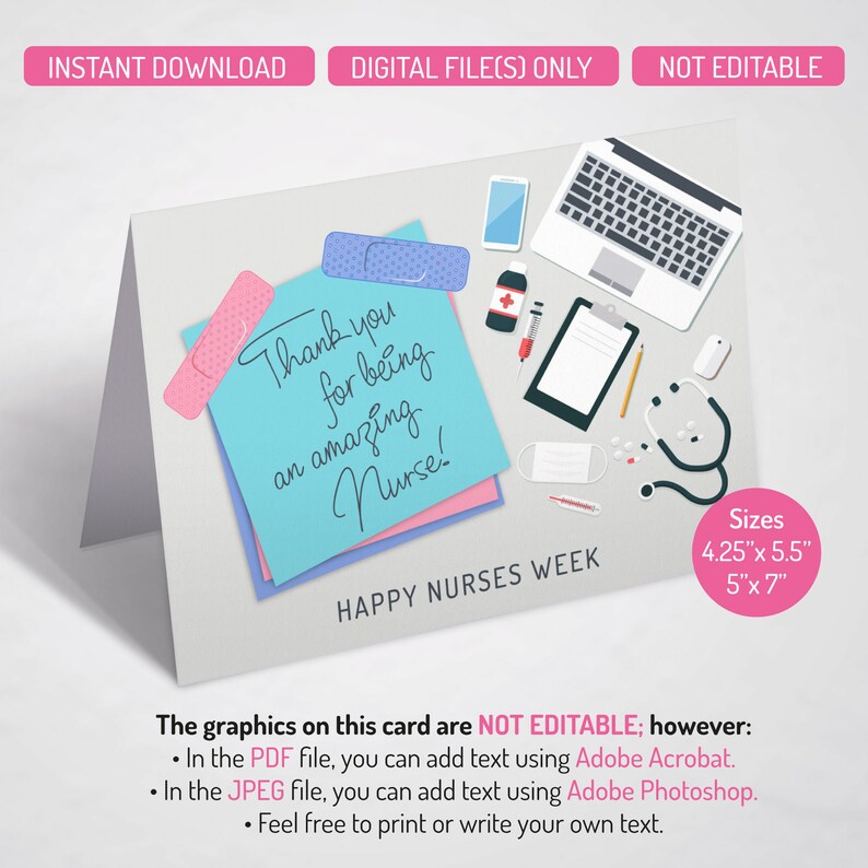 Nurse Appreciation Week Card - Printable Happy Nurses Week Card - Cute ...