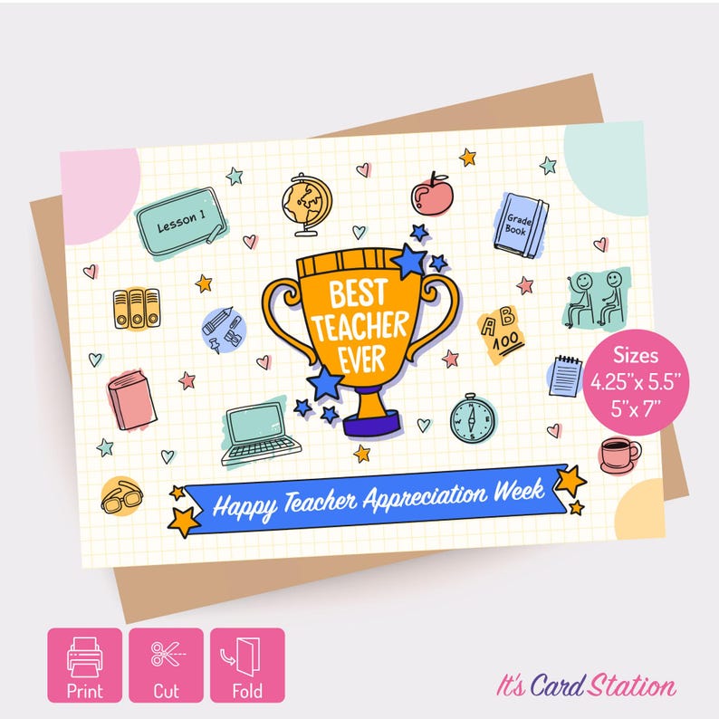 Teacher Ever Card, Printable Appreciation Gift (digital Download 5x7 ...