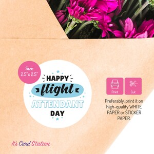 Flight Attendant Day Gift Tag: Cabin Crew Appreciation Sticker (digital ...