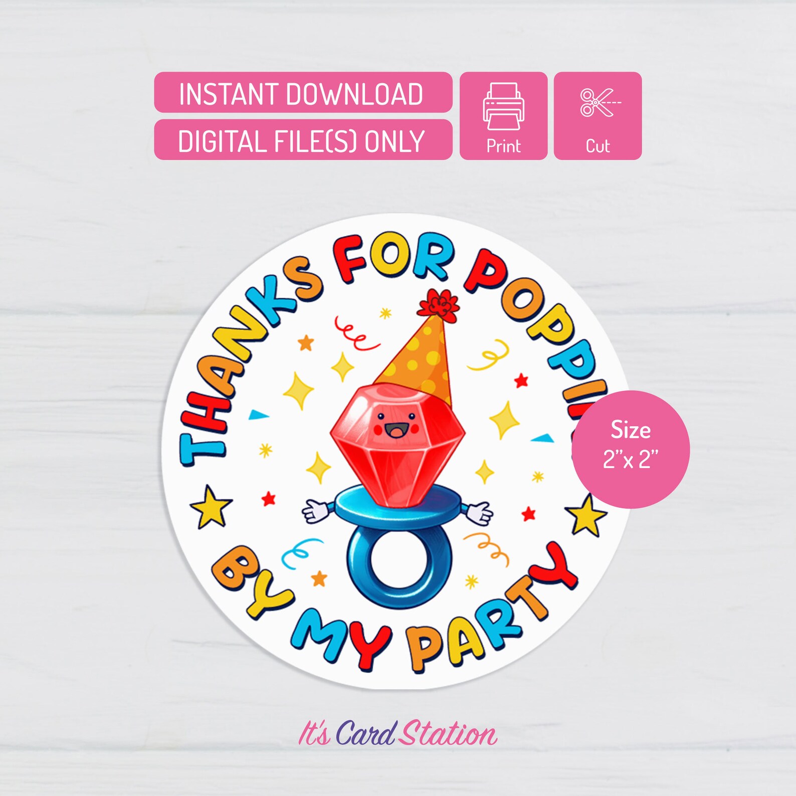 Ring Pop Party Favor Tags - Printable Ring Pop Stickers - Party Favors ...