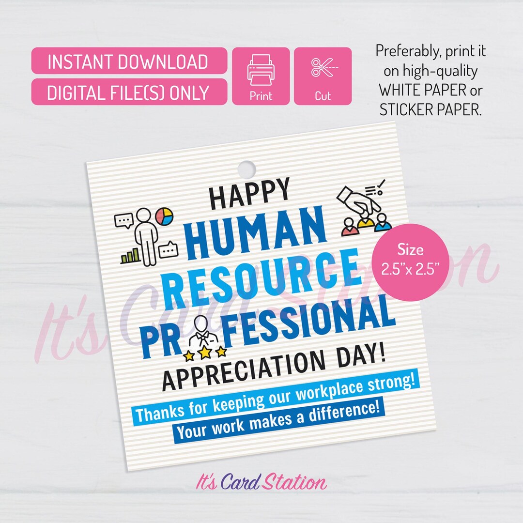 HR Appreciation Gift Tags: Printable Human Resource Professional Thank ...