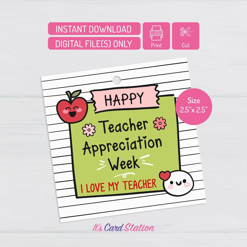 Teacher Appreciation Week Printable Gift Tag - Cute Teacher ...