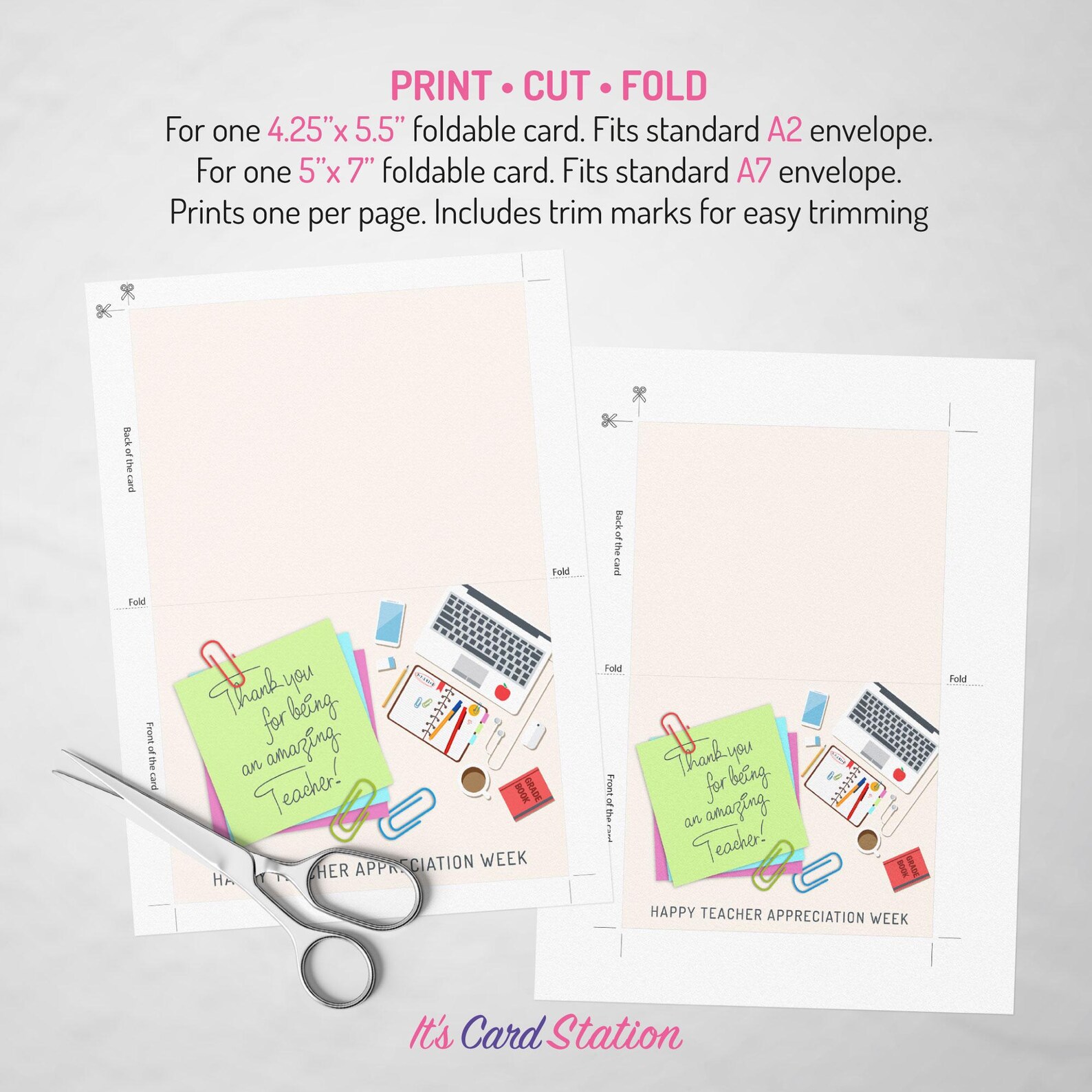 Teacher Appreciation Thank You Card: Printable Gift (digital Download ...