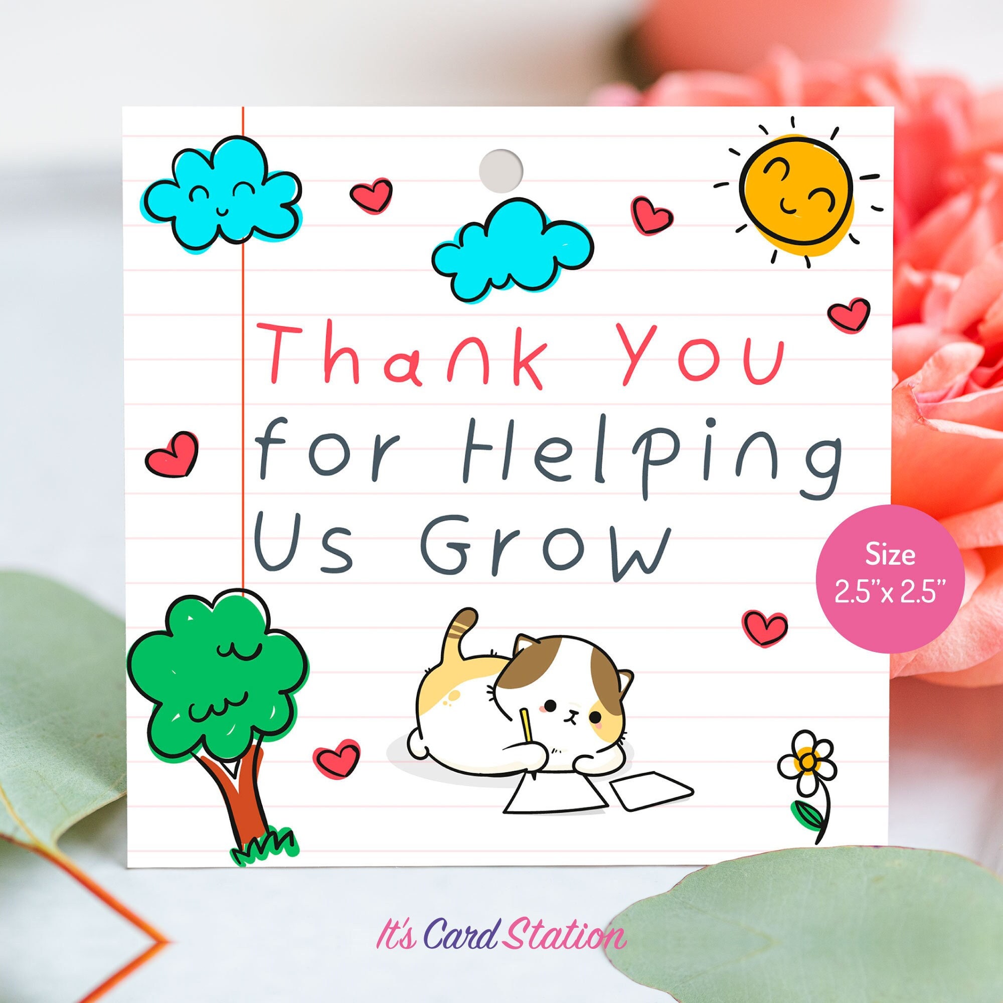 Cute Teacher Appreciation Gift Tag With Cat Design - Printable Teacher ...