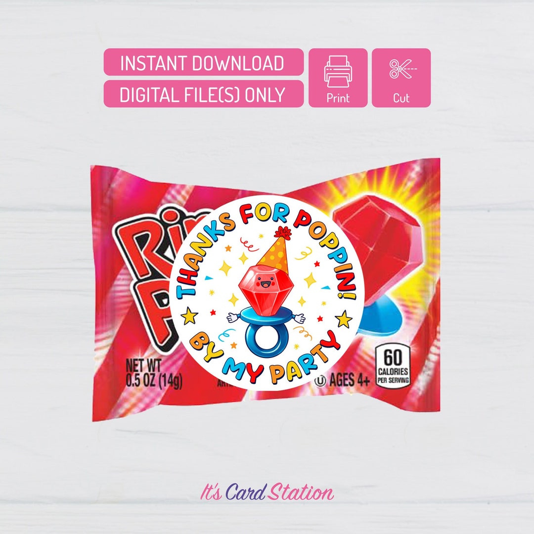 Ring Pop Party Favor Tags - Printable Ring Pop Stickers - Party Favors ...