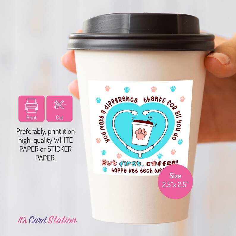 Vet Tech Week Coffee Gift Tag, Vet Tech Mug Tag, Vet Staff Thank You ...
