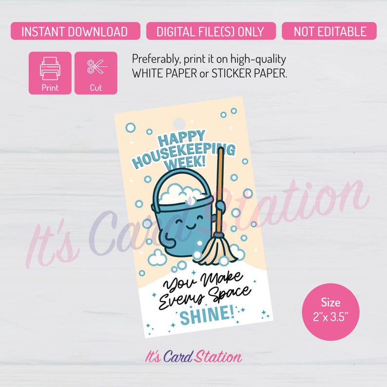 Housekeeping Week Gift Tag: Employee Appreciation Printable (digital ...