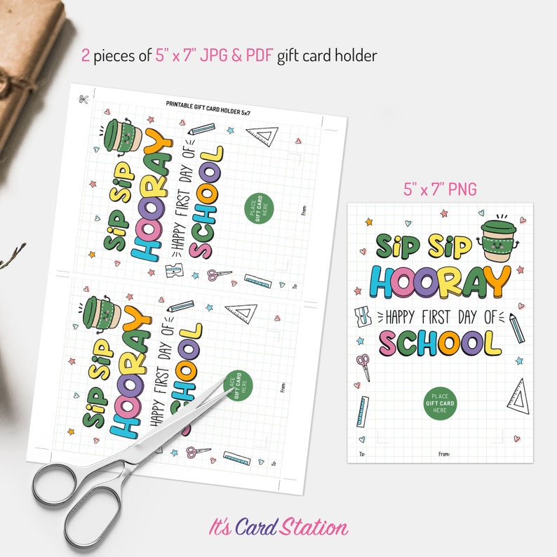 First Day of School Teacher Coffee Gift Card Holder, Sip Sip Hooray ...