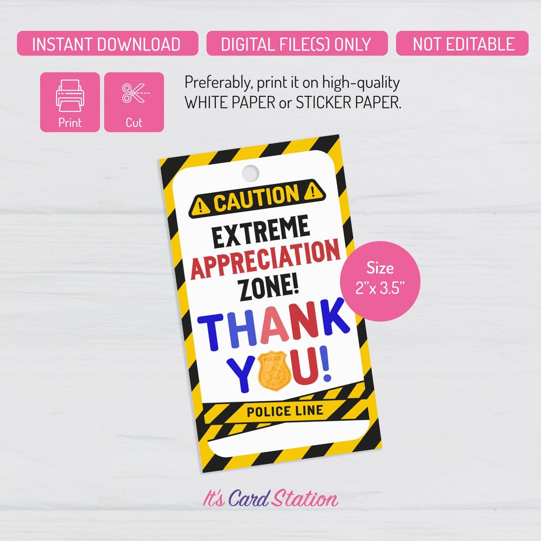 Police Week Gift Tag Printable, Police Appreciation Gift Tag, Police ...