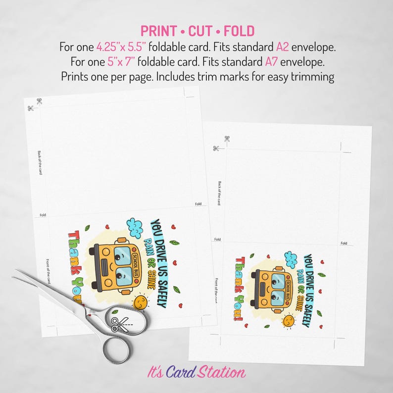 Printable School Bus Driver Thank You Card: Appreciation Gift (digital ...