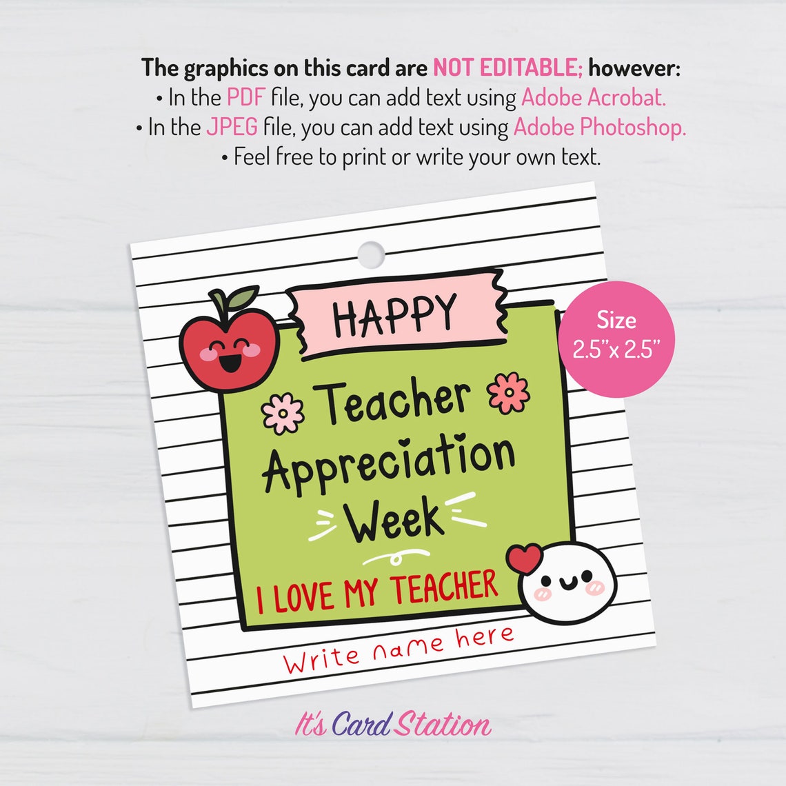 Teacher Appreciation Week Printable Gift Tag Cute Teacher Appreciation ...