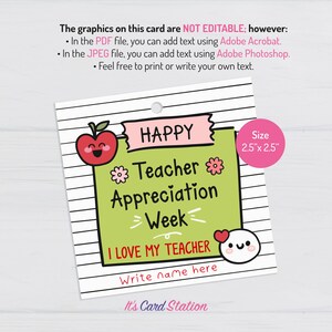 Teacher Appreciation Week Printable Gift Tag - Cute Teacher ...