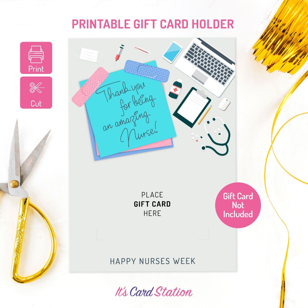 Nurse Appreciation Gift Card Holder: Printable Thank You Card (digital ...