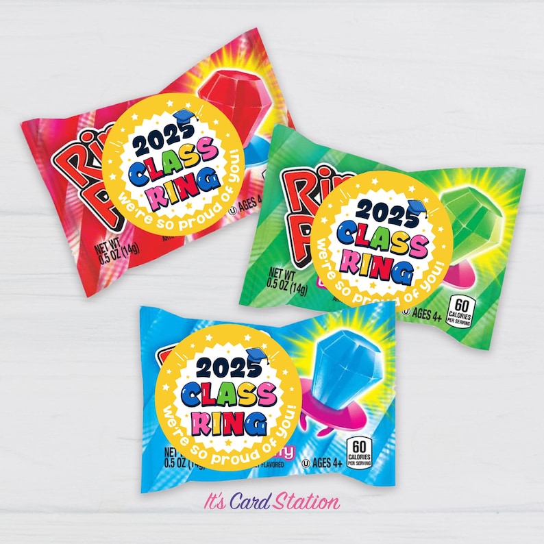 2025 Class Ring Pop Favor Tags: Printable Graduation Stickers (digital ...