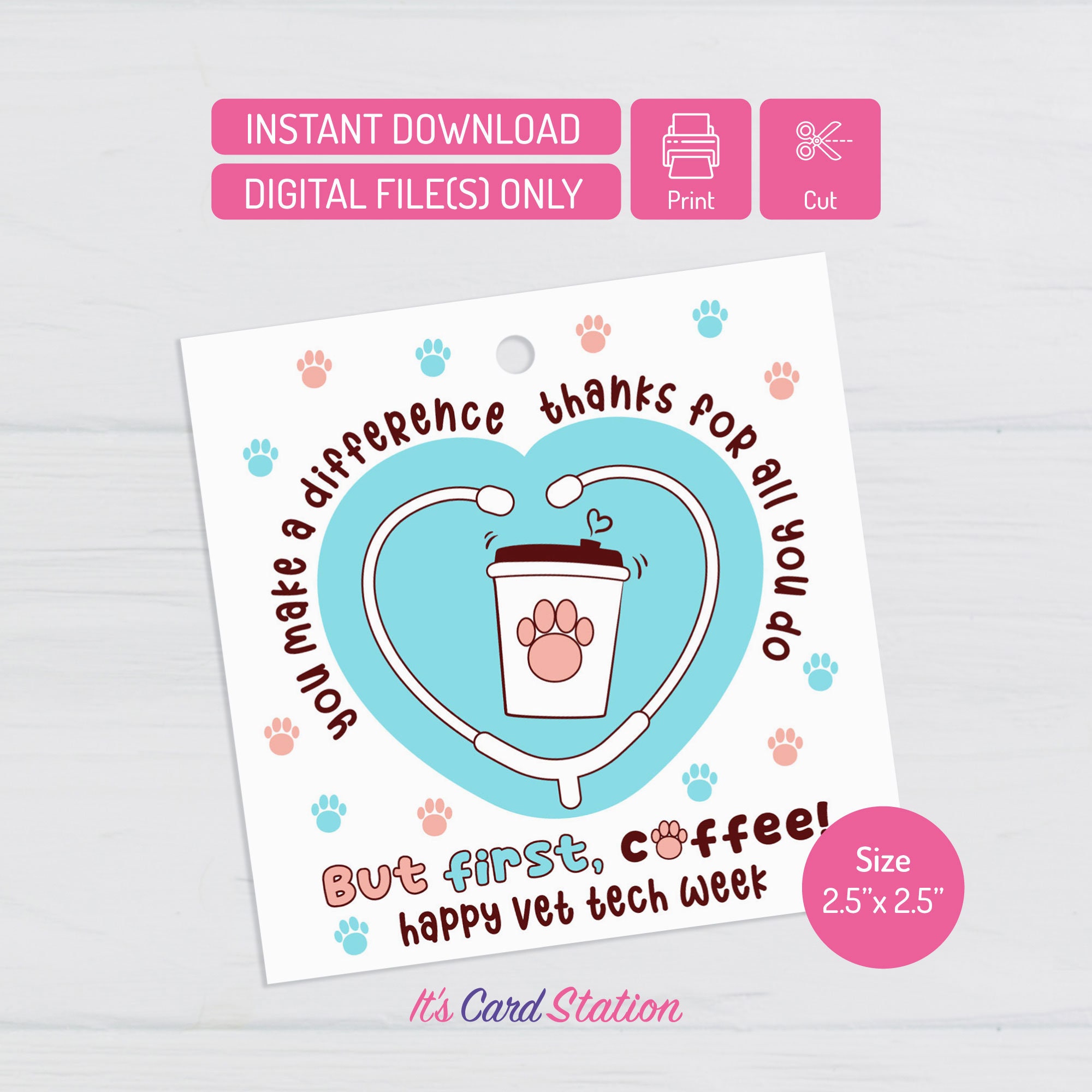 Vet Tech Week Coffee Gift Tag, Vet Tech Mug Tag, Vet Staff Thank You ...