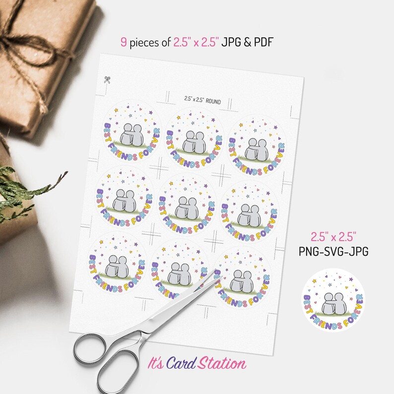 Friends Forever Sticker Tag – BFF Gift (digital Download, 2.5" X 2.5 ...
