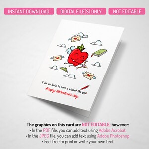 Printable Teacher to Student Valentine's Day Card, Cute Heart Apple ...