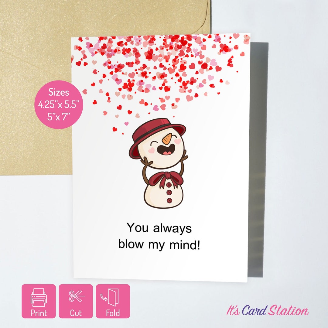 Funny Snowman Valentine's Day Card – Romantic Winter Love (digital ...