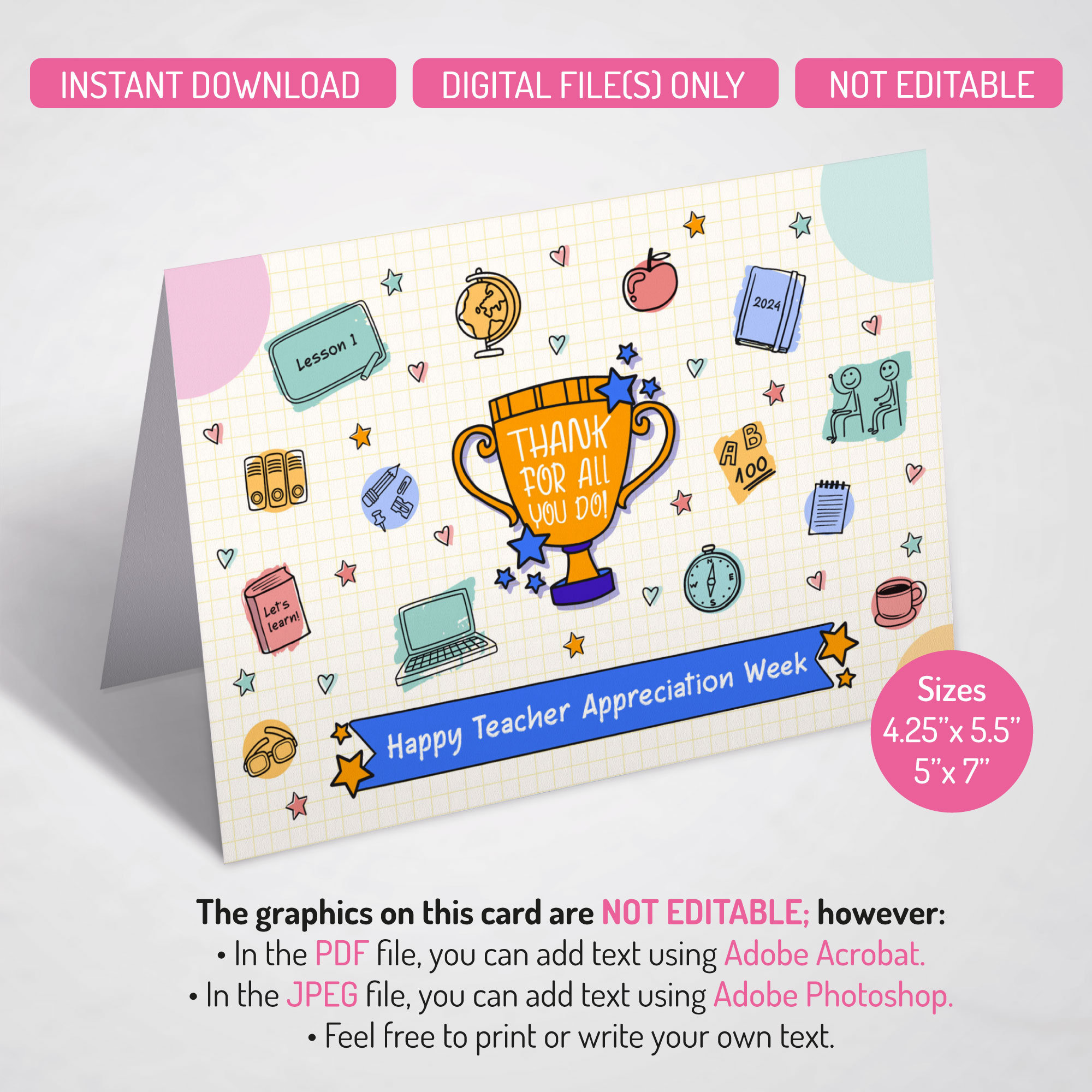 Teacher Appreciation Week Thank You Card | Happy Teacher Week Printable ...