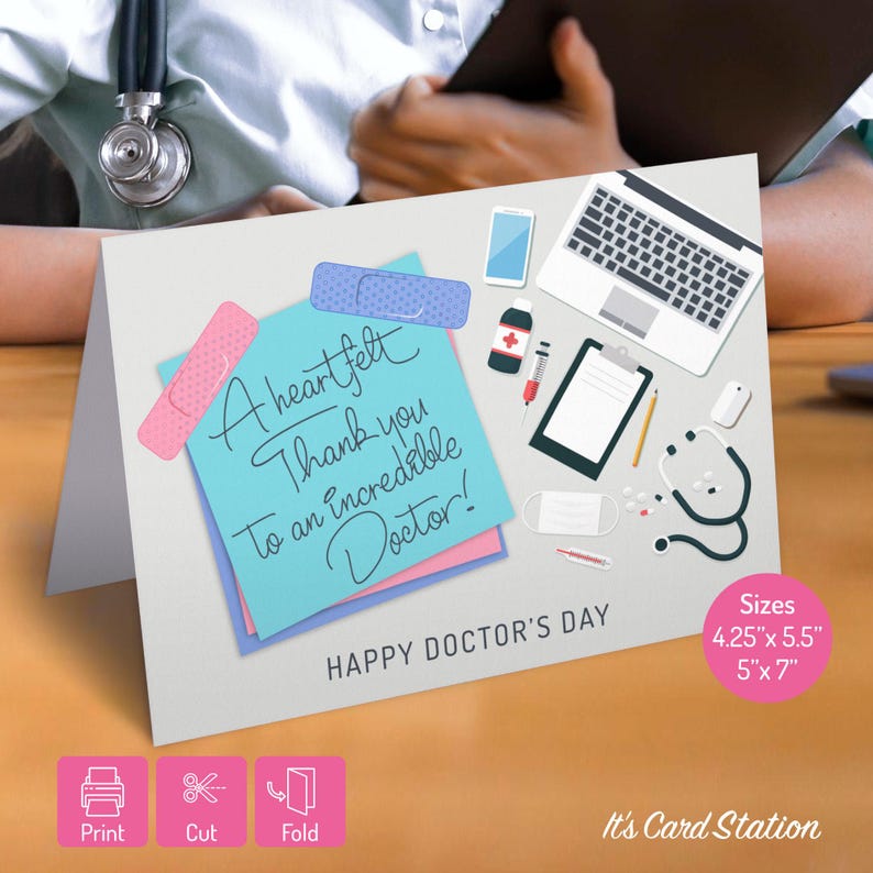 Doctor's Day Thank You Card: Printable Appreciation Gift (digital ...