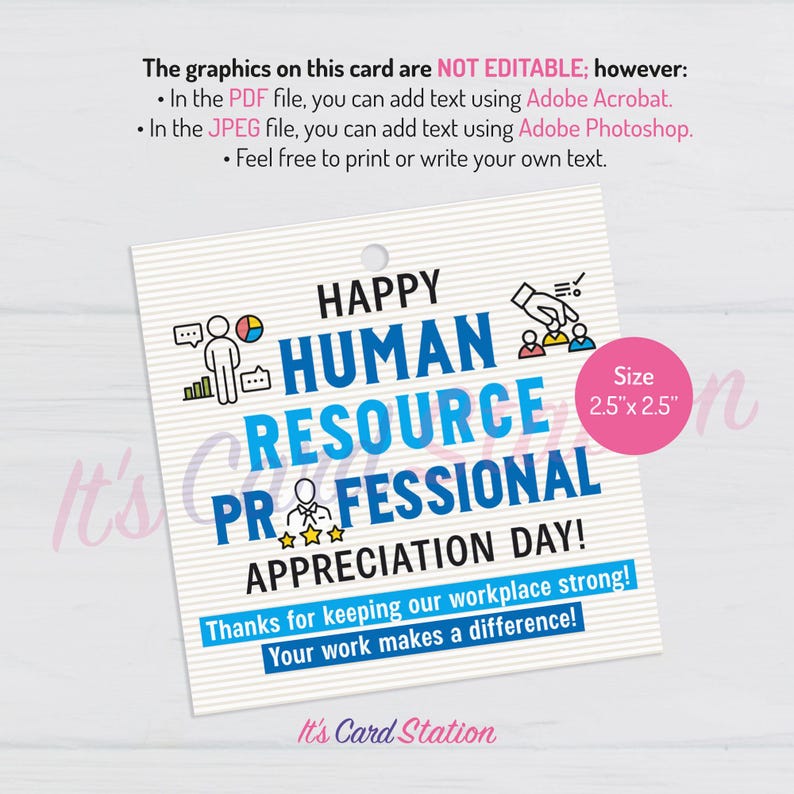 HR Appreciation Gift Tags: Printable Thank You Favor (digital Download ...