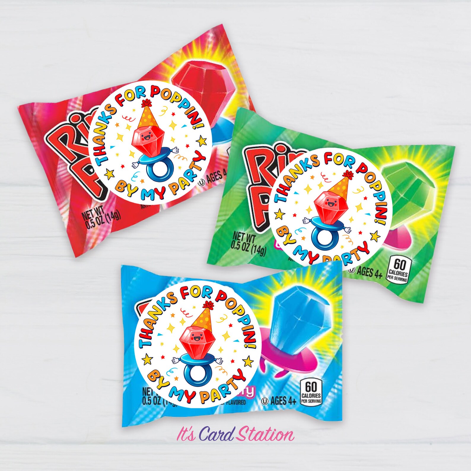 Ring Pop Party Favor Tags - Printable Ring Pop Stickers - Party Favors ...
