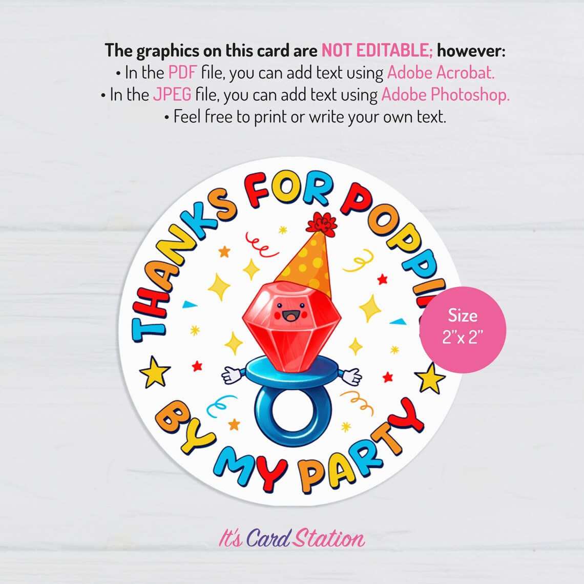 Ring Pop Party Favor Tags - Printable Ring Pop Stickers - Party Favors ...