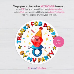 Ring Pop Party Favor Tags - Printable Ring Pop Stickers - Party Favors ...