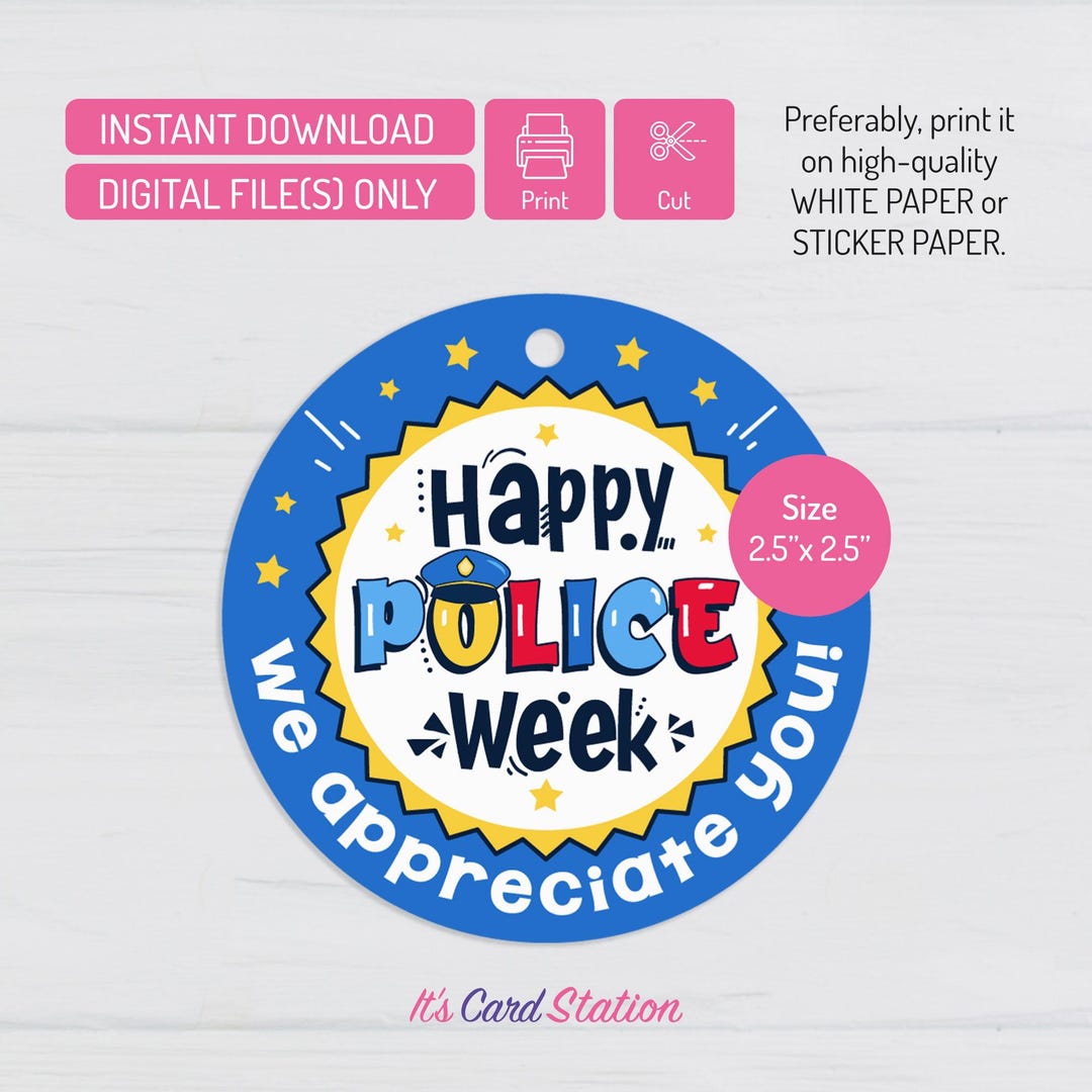 Happy Police Week Gift Tags, Cute Police Appreciation Printable, We ...