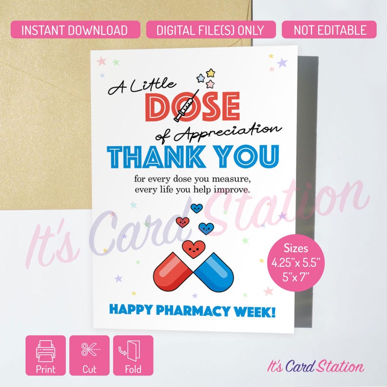 Pharmacy Week Card – A Little Dose of Appreciation Thank You Greeting ...